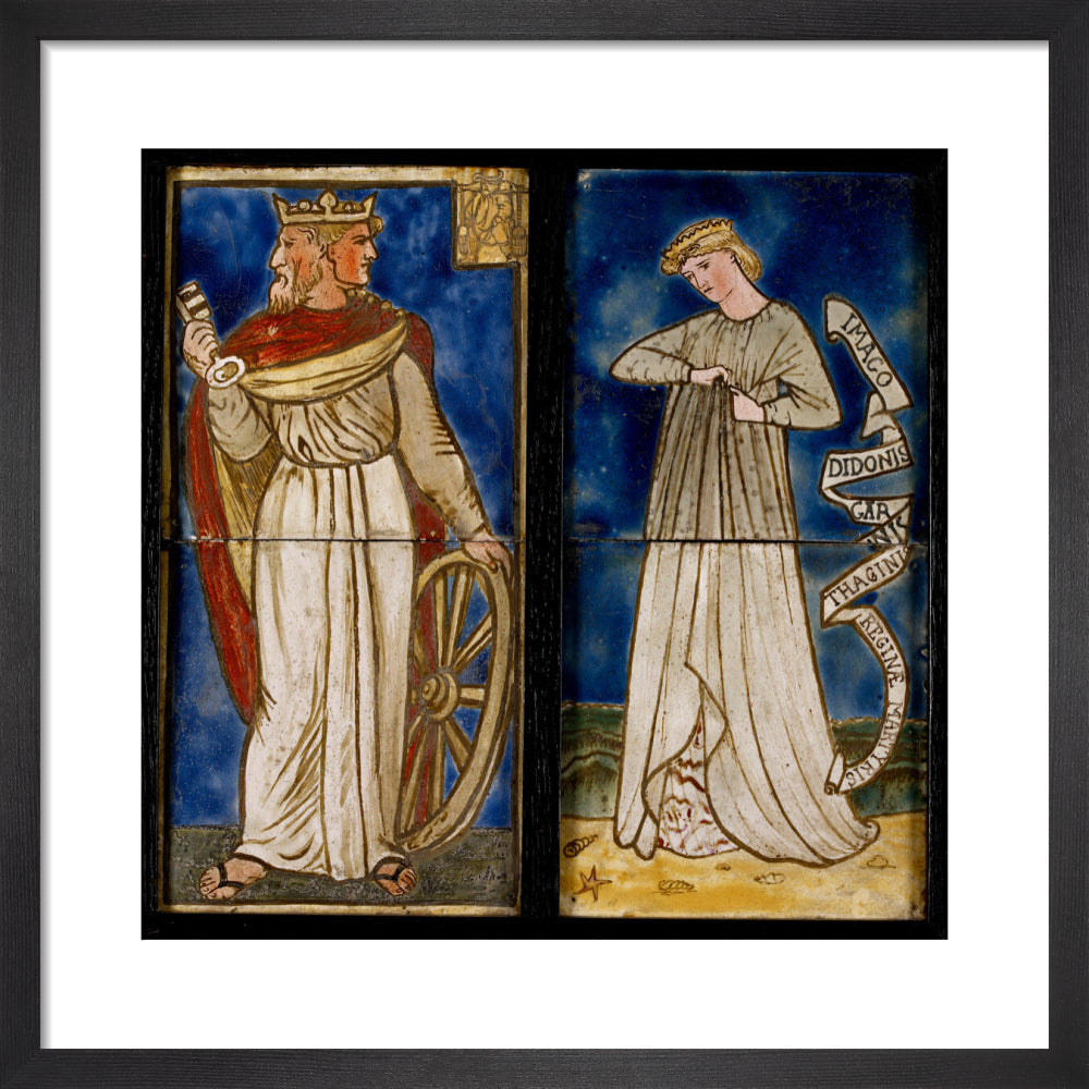 Four double tiles with Dido, another standing figure in profile, and o ...